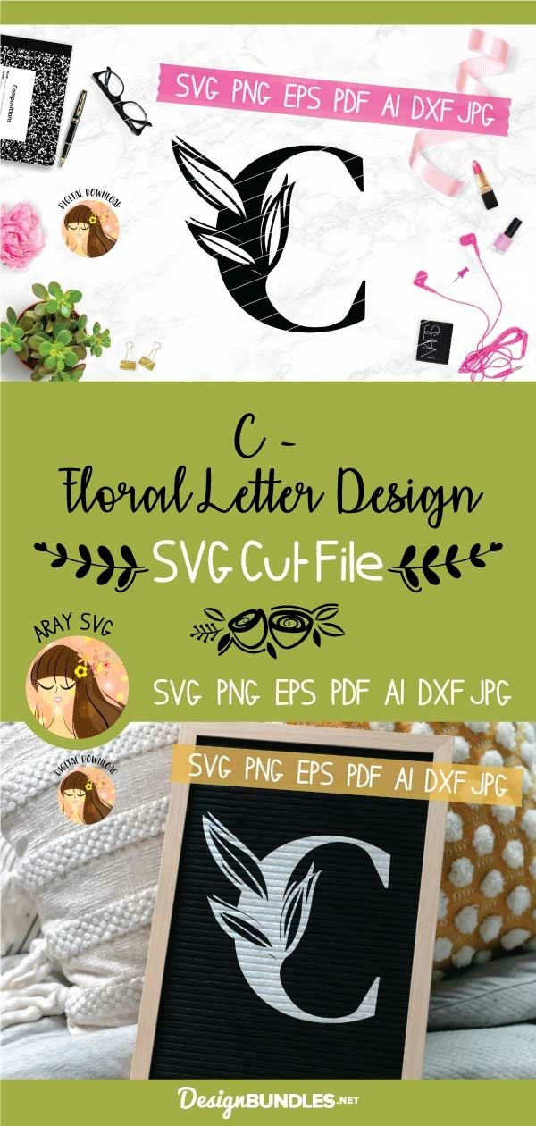 C - Floral Letter Design Svg