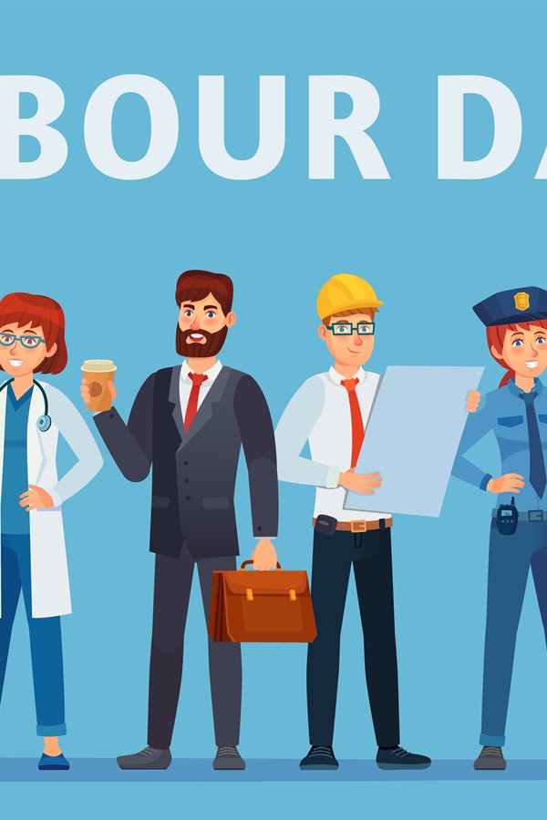 Labour day. Professional workers group, happy professionals