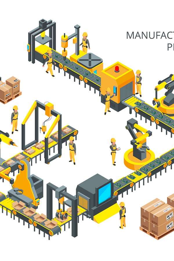 Industrial production of computer parts. Machinery tools for