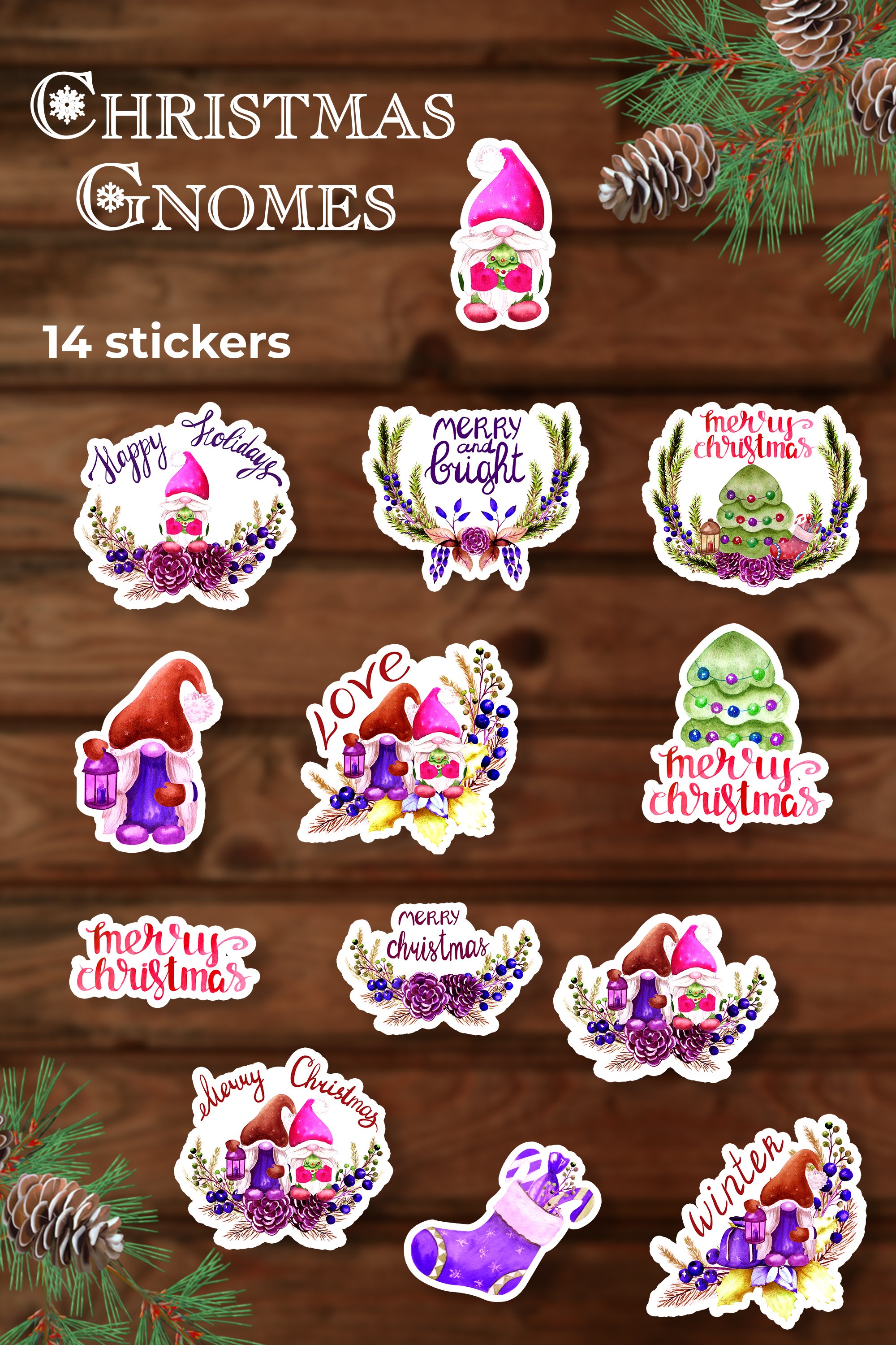 Christmas Gnomes. Stickers (2071714)