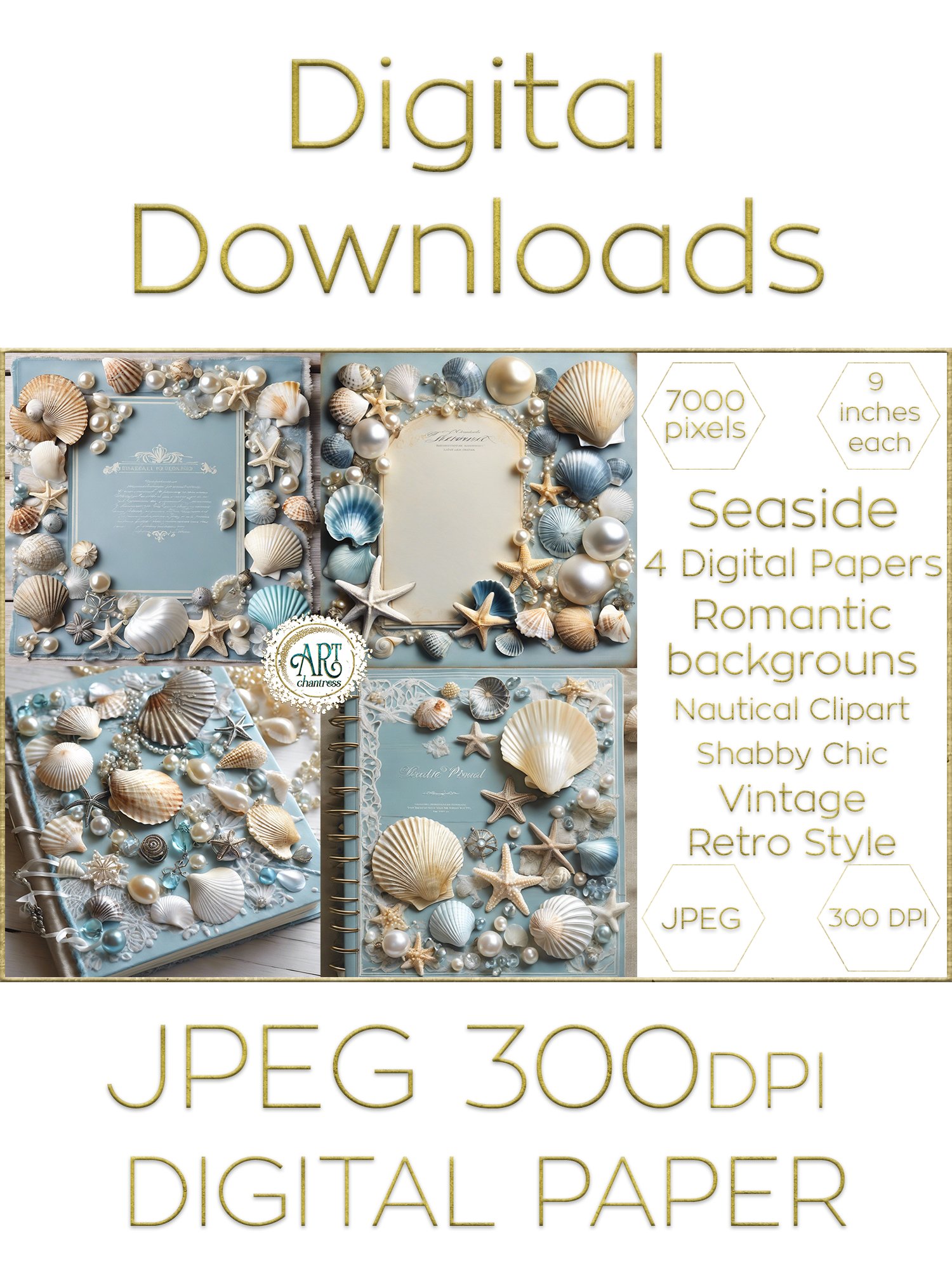 Seaside Watercolor Nautical Romantic Digital (3940236)