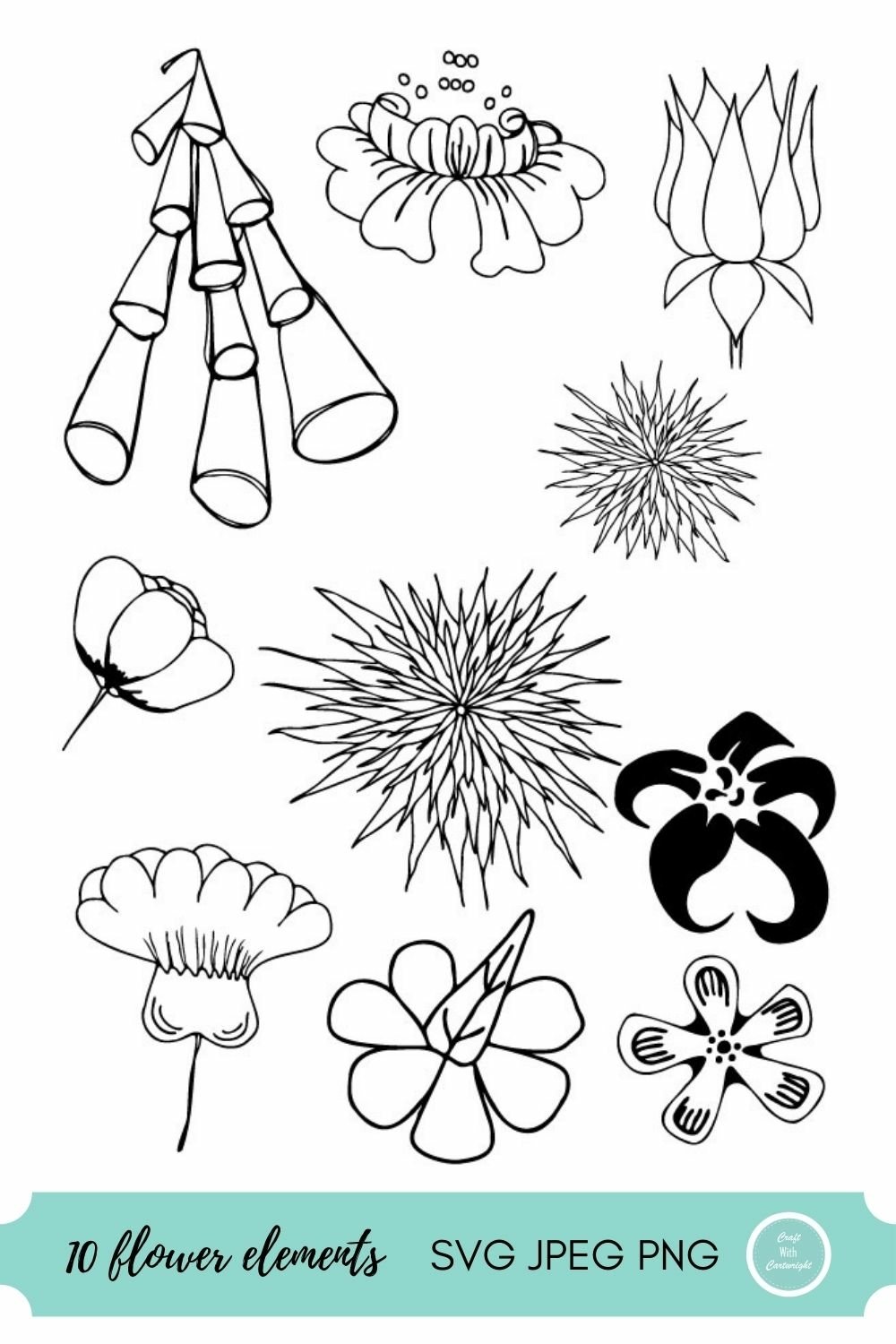 10 flower elements cut file