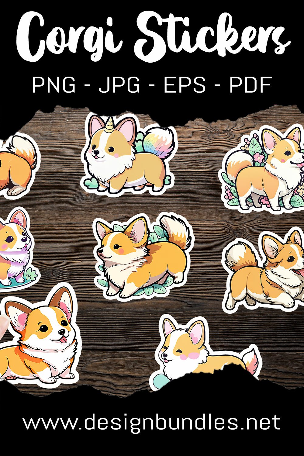 Cute Corgi Stickers PNG, Corgi Kawaii Stickers (2369110)