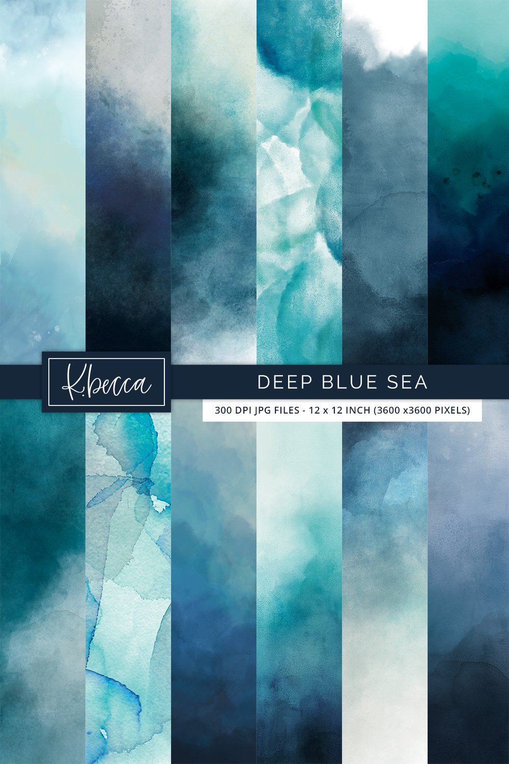 Deep Blue Sea Abstract Watercolor Digital Papers (1470696)