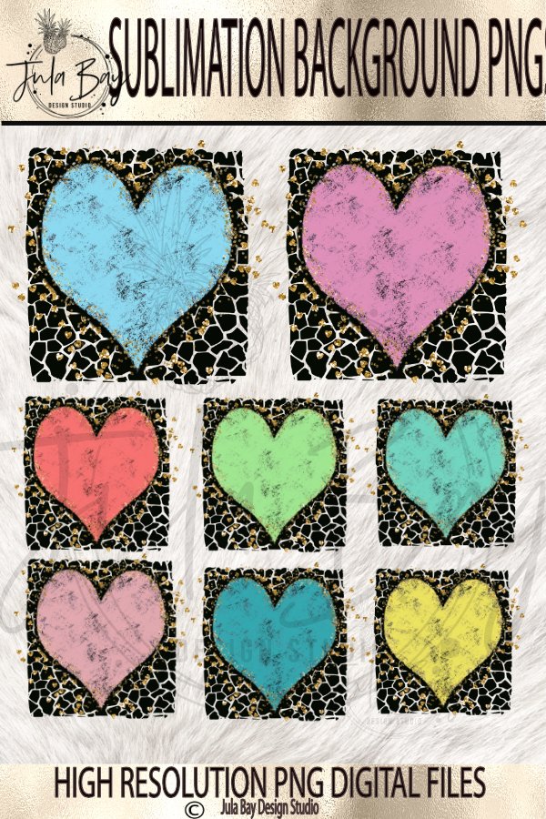 Sublimation Background Design Bundle Giraffe Heart PNG