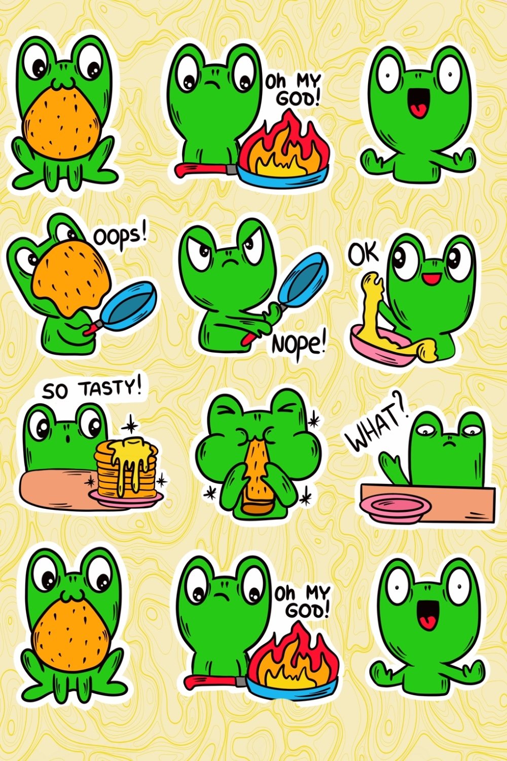 Funny Frogs stickers.Kawaii Frogs Instant Download PNG