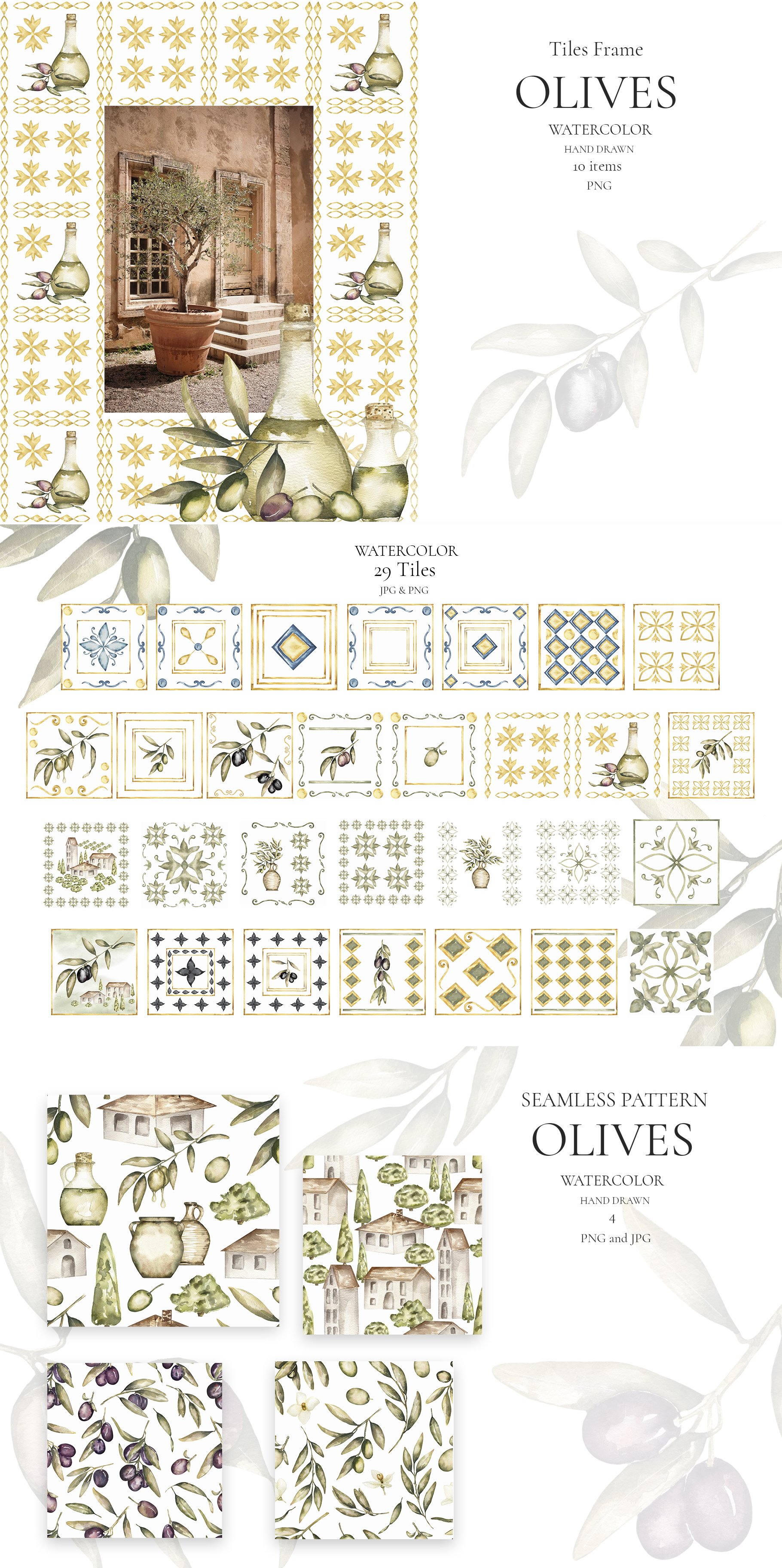 Watercolor Olives collection Bundle