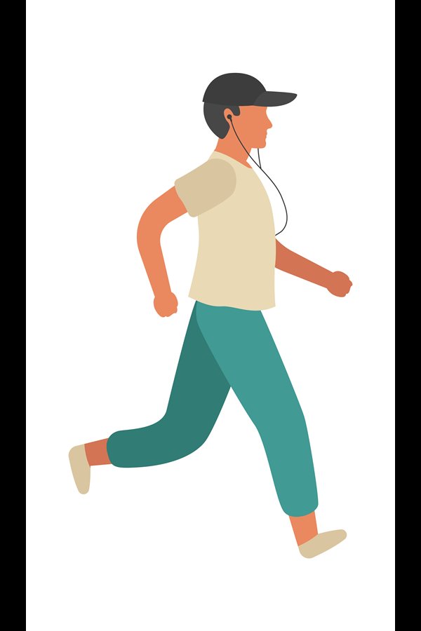 Running man. Simple athletic character guy training and jogg