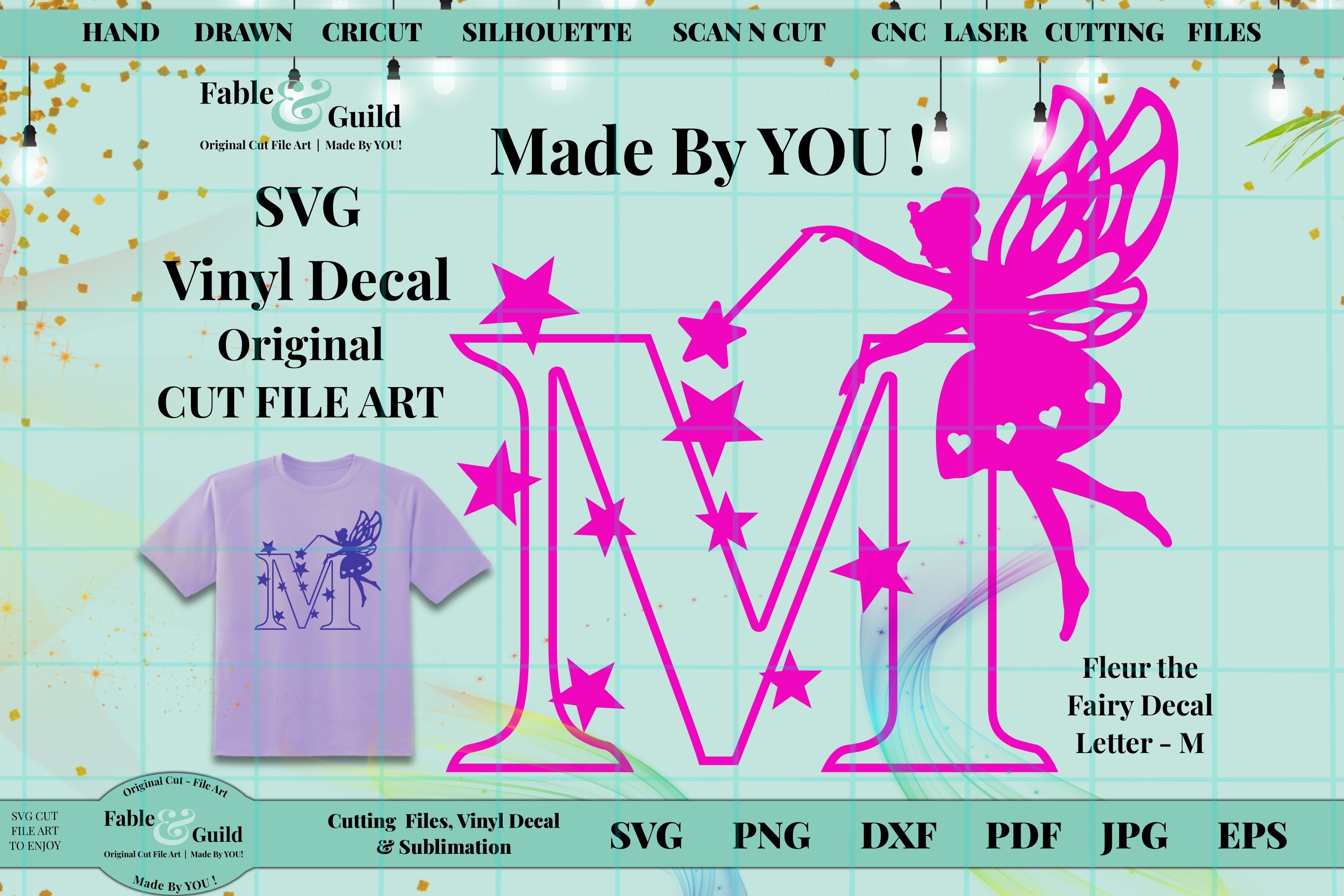 Fairy Wand Vinyl Decal Magic Wishes Stars Alphabet Letter M