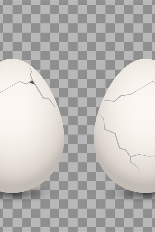 Cracked egg. Cartoon chicken broken eggs with cracks and smi