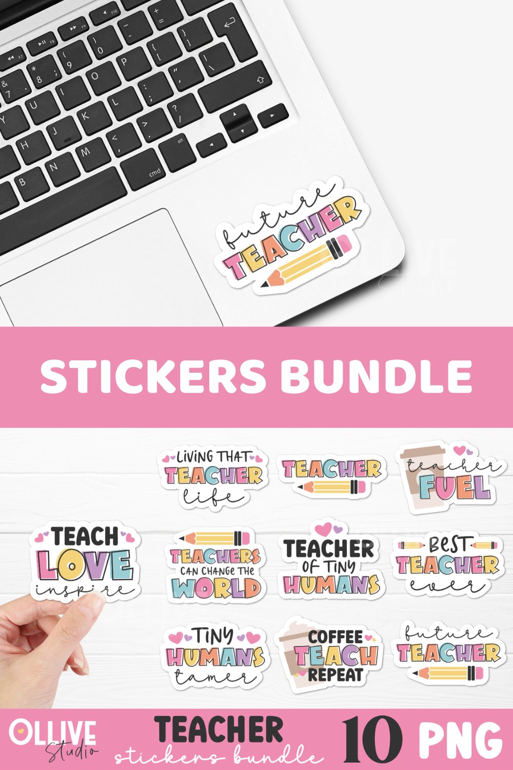 Teacher Stickers PNG Bundle | School Stickers PNG