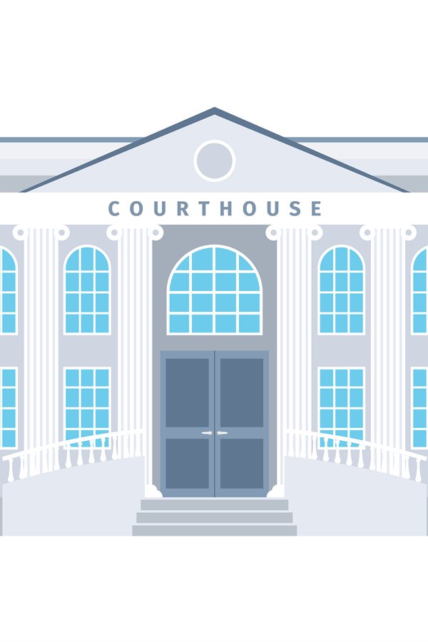 Courthouse flat building icon