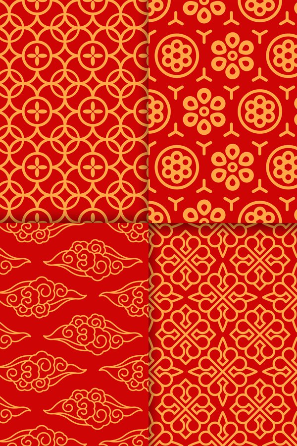 Red oriental pattern set