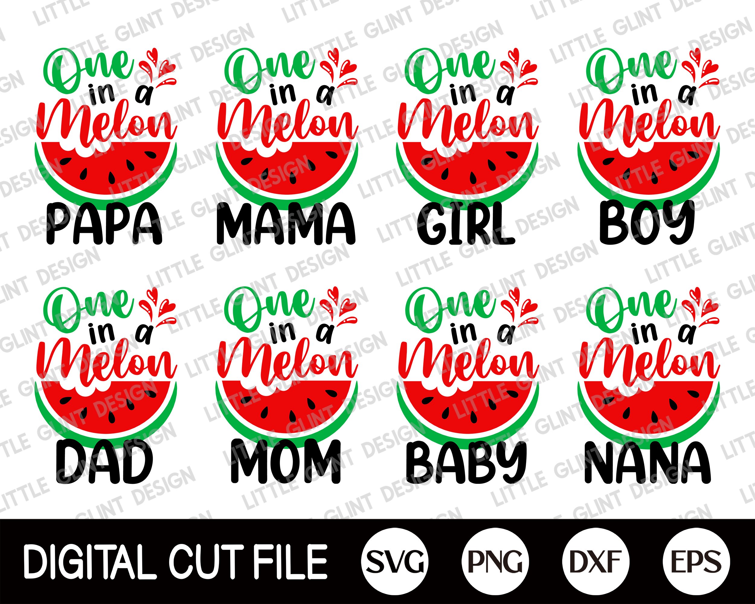 One in a Melon Svg, Summer Family Svg Bundle, (1324191)
