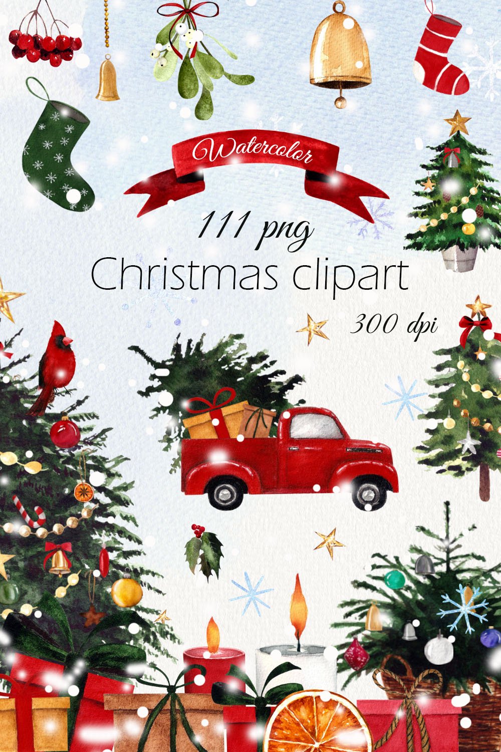 Watercolor christmas clipart (1609848)