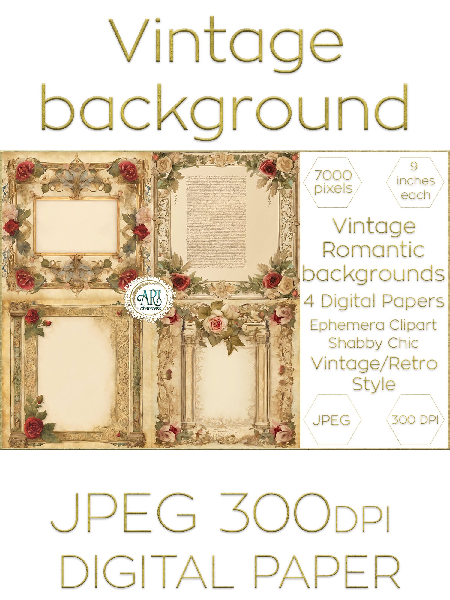 Vintage Classic digital papers Bohemian Flowers (3047655)