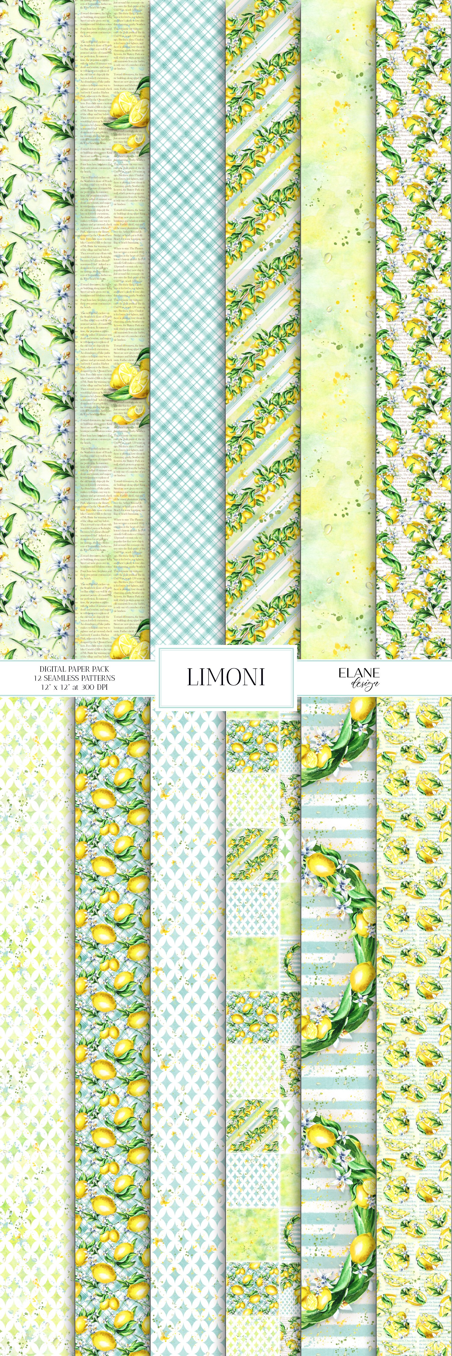 Lemon Flower Digital Paper, Citrus Fruit Seamless (4100440)