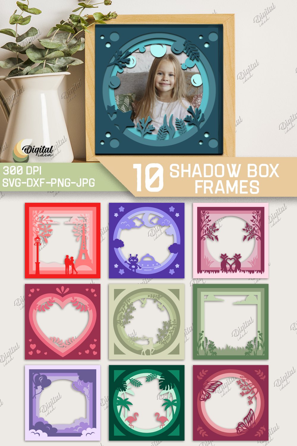 Shadow Box Frames SVG Bundle. 3D Shadow Box Paper Cut