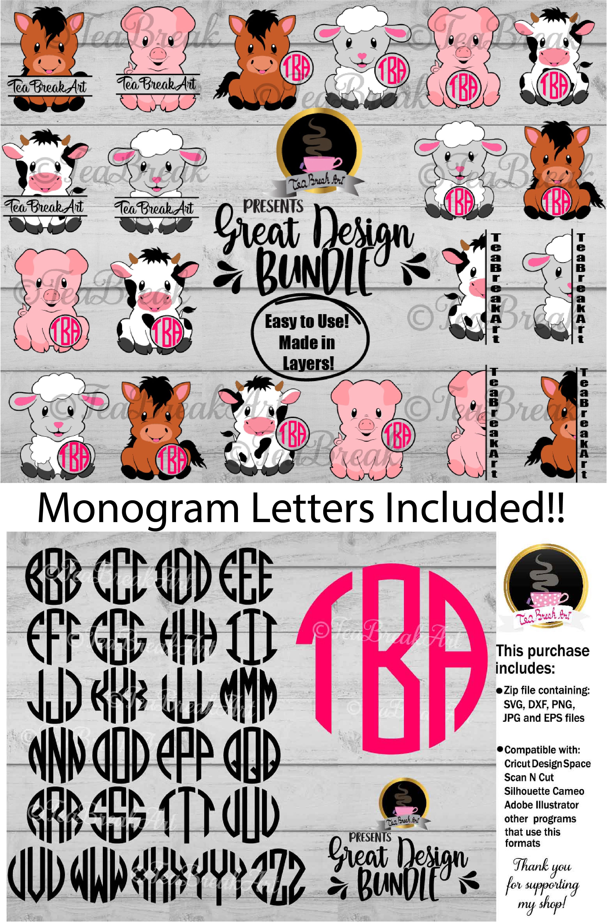 Cute Farm Animals Cutting Files 1201 (791448)