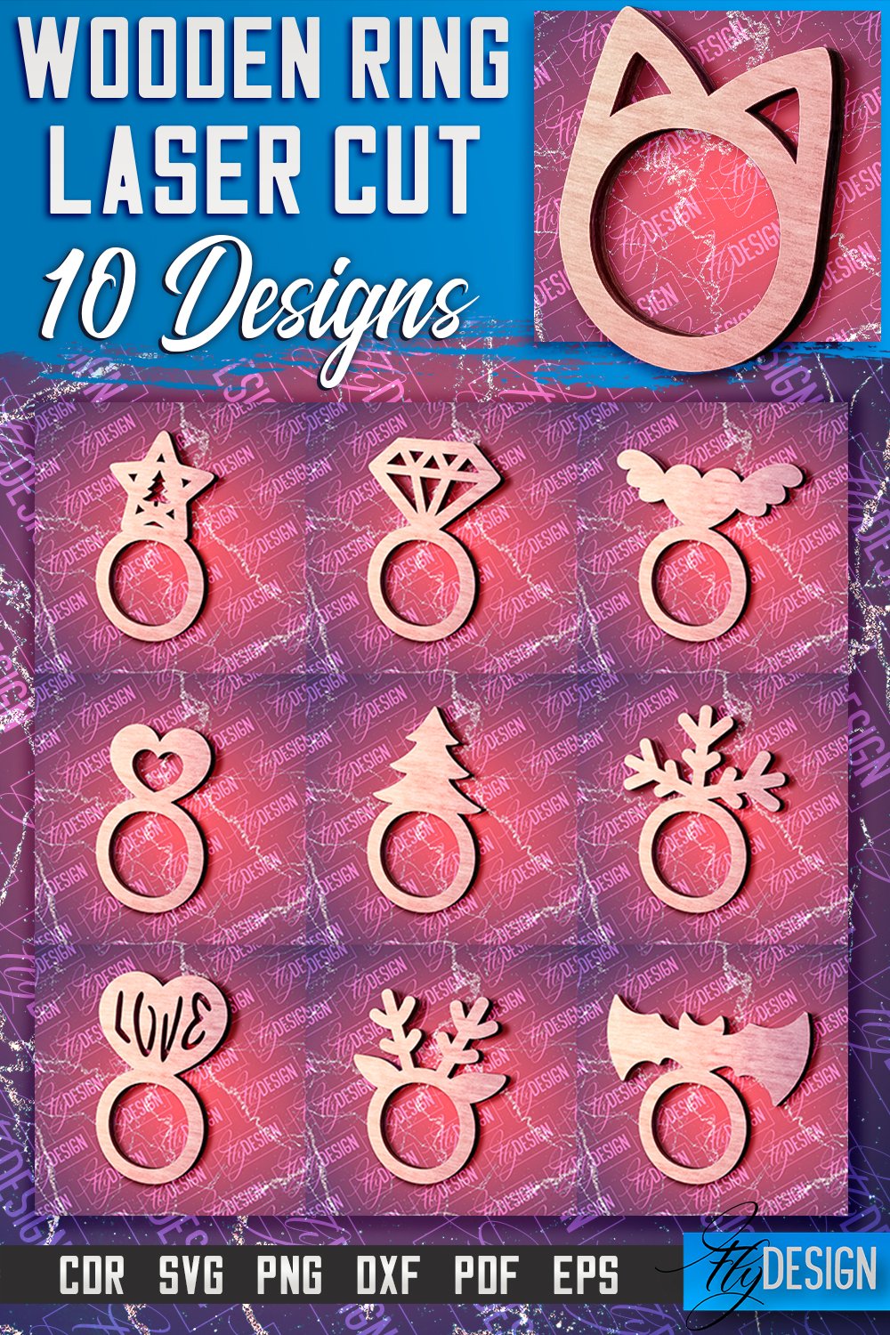 Wooden Rings Laser Cut SVG Bundle | Finger Ring Laser Cut