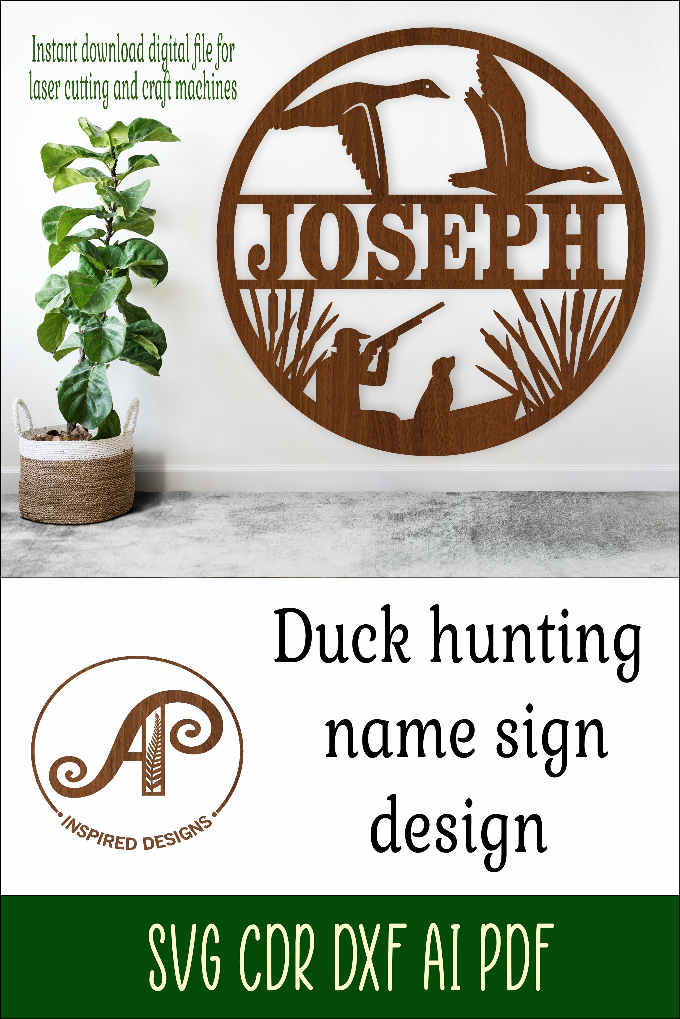 Duck hunting name wall art sign, SVG file