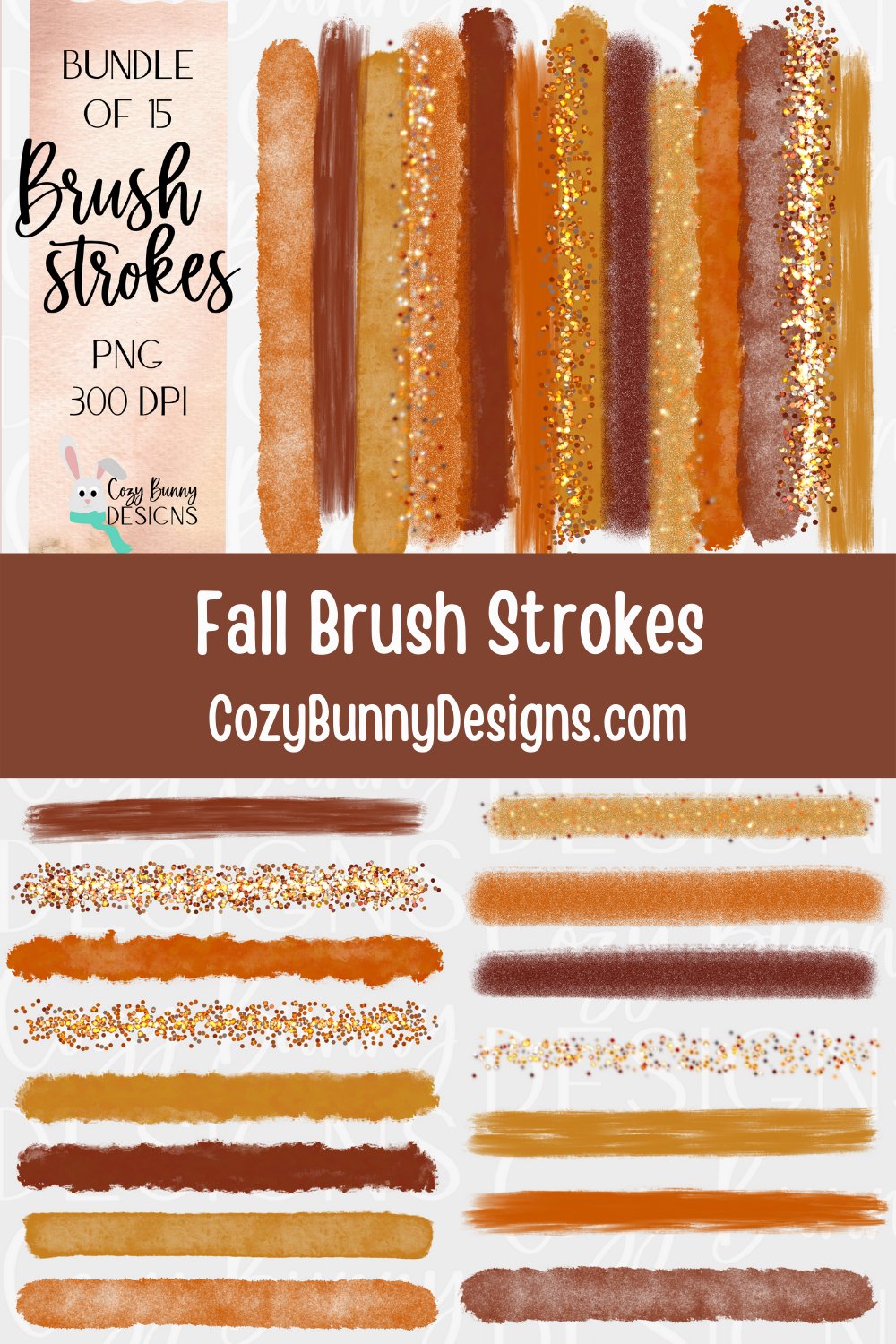 Fall Brush Strokes | Autumn Bundle of 15 PNG