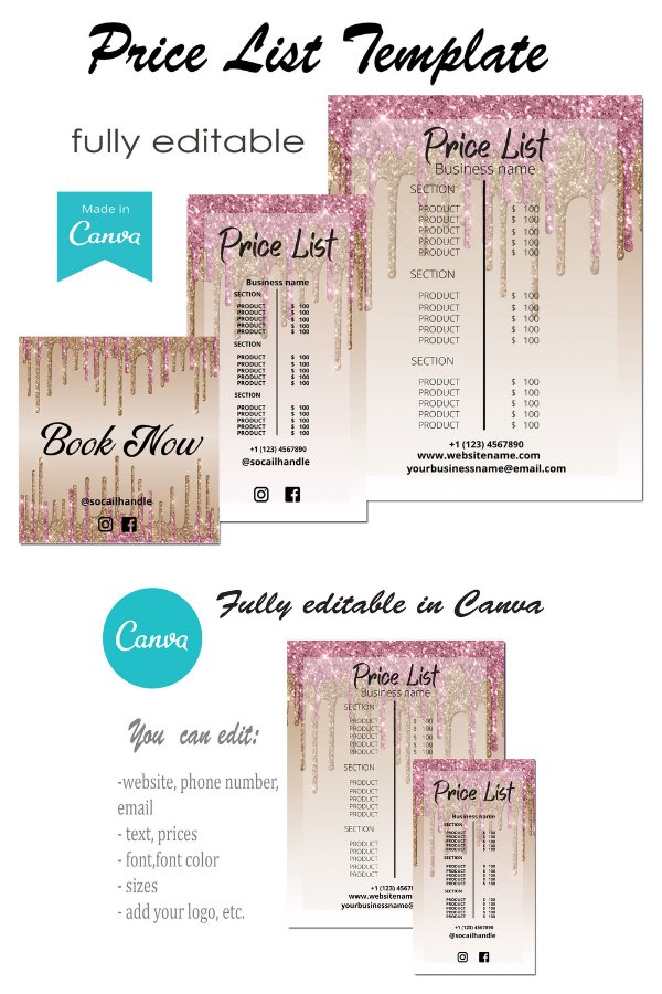 Price list template editable
