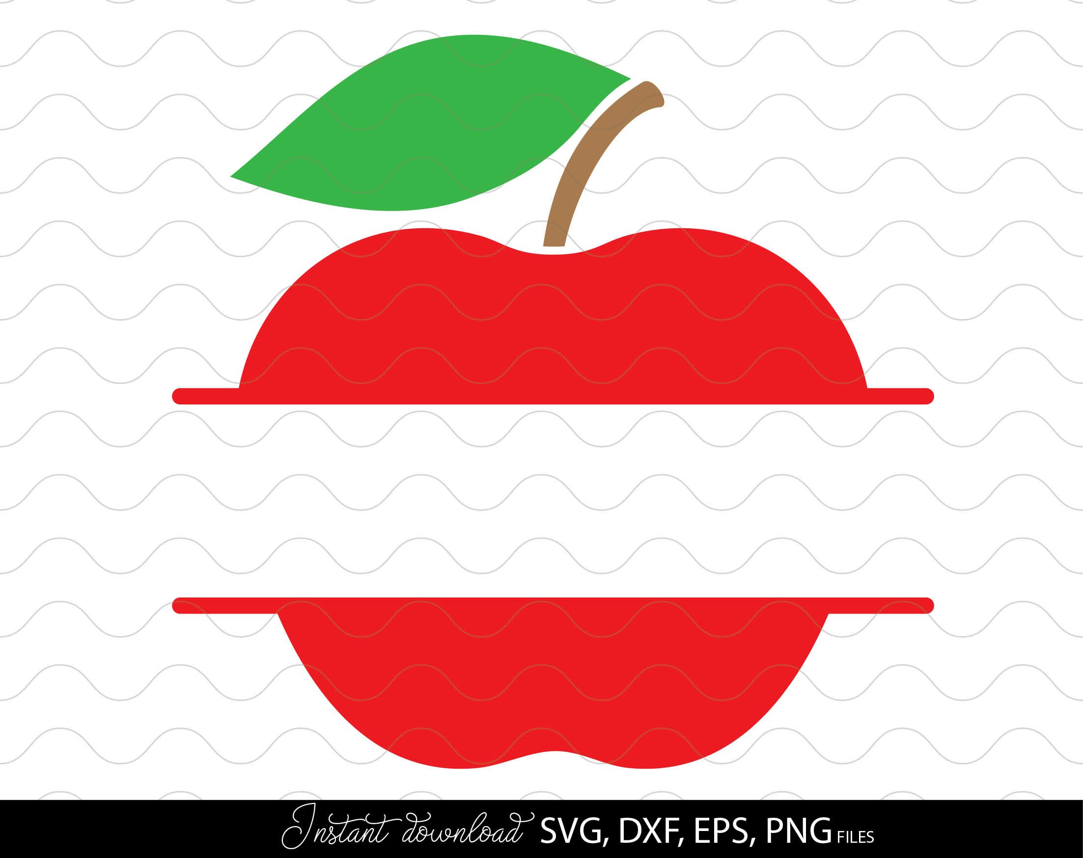 Teacher SVG, School Svg, split apple monogram SVG png