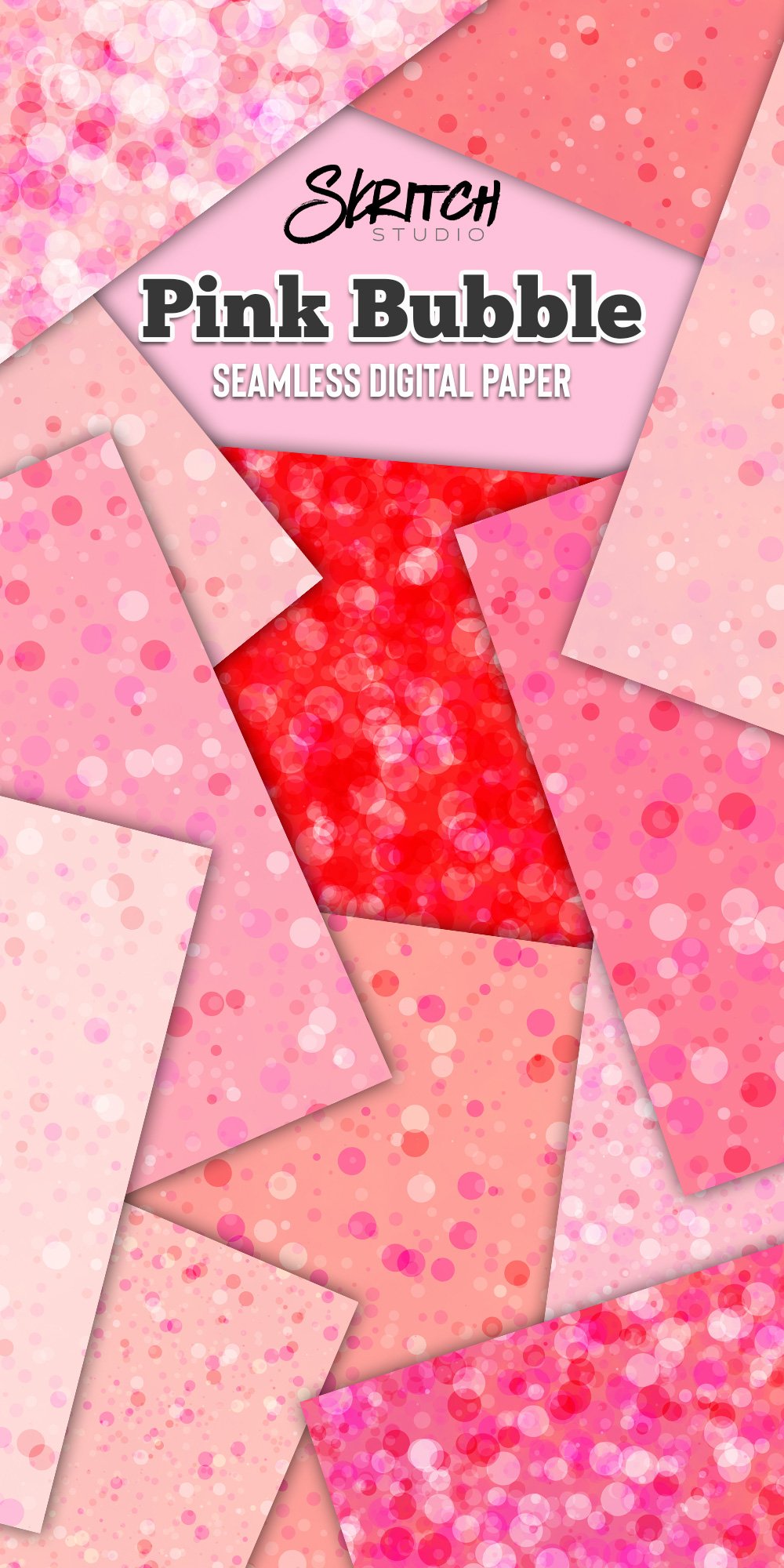 Pink Bubble Backgrounds | Seamless Digital Paper Clip Art