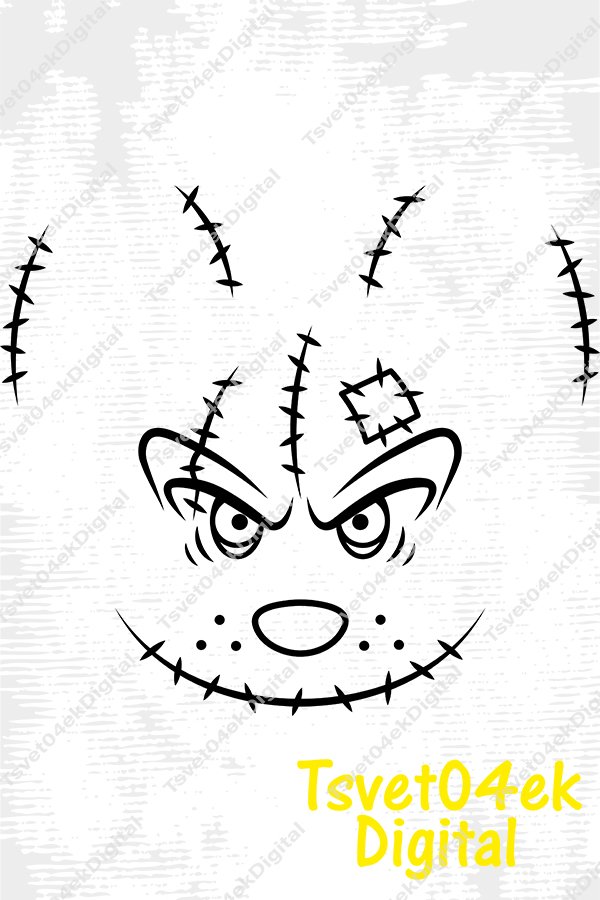 Devil bunny face illustration