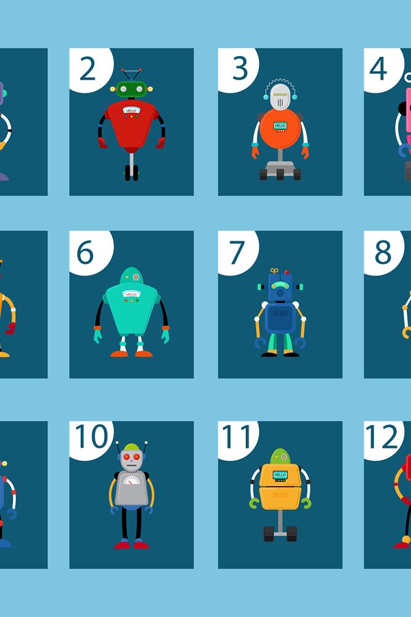 Robots and numbers game cards
