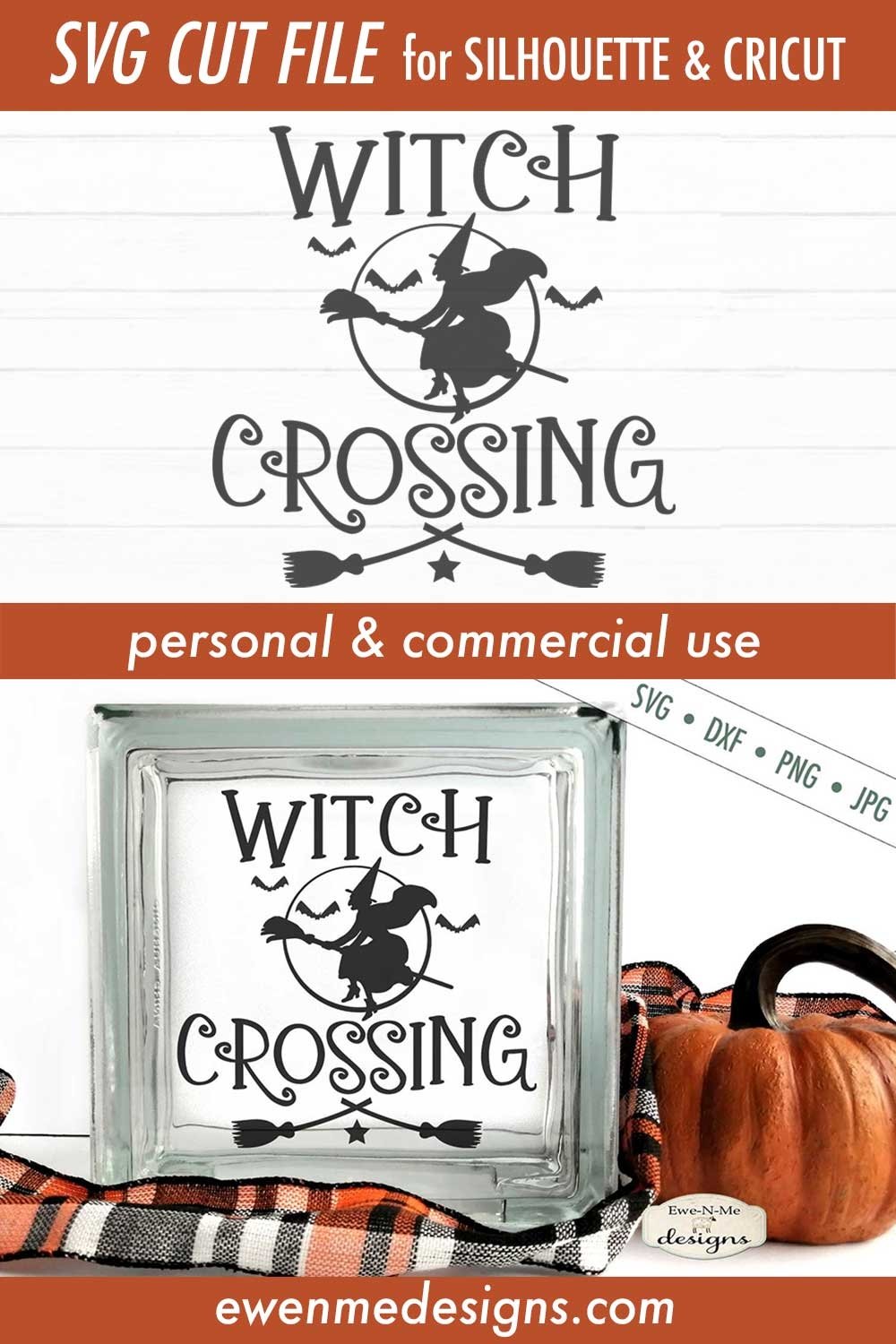 Witch Crossing | Halloween SVG | Broom Bats SVG