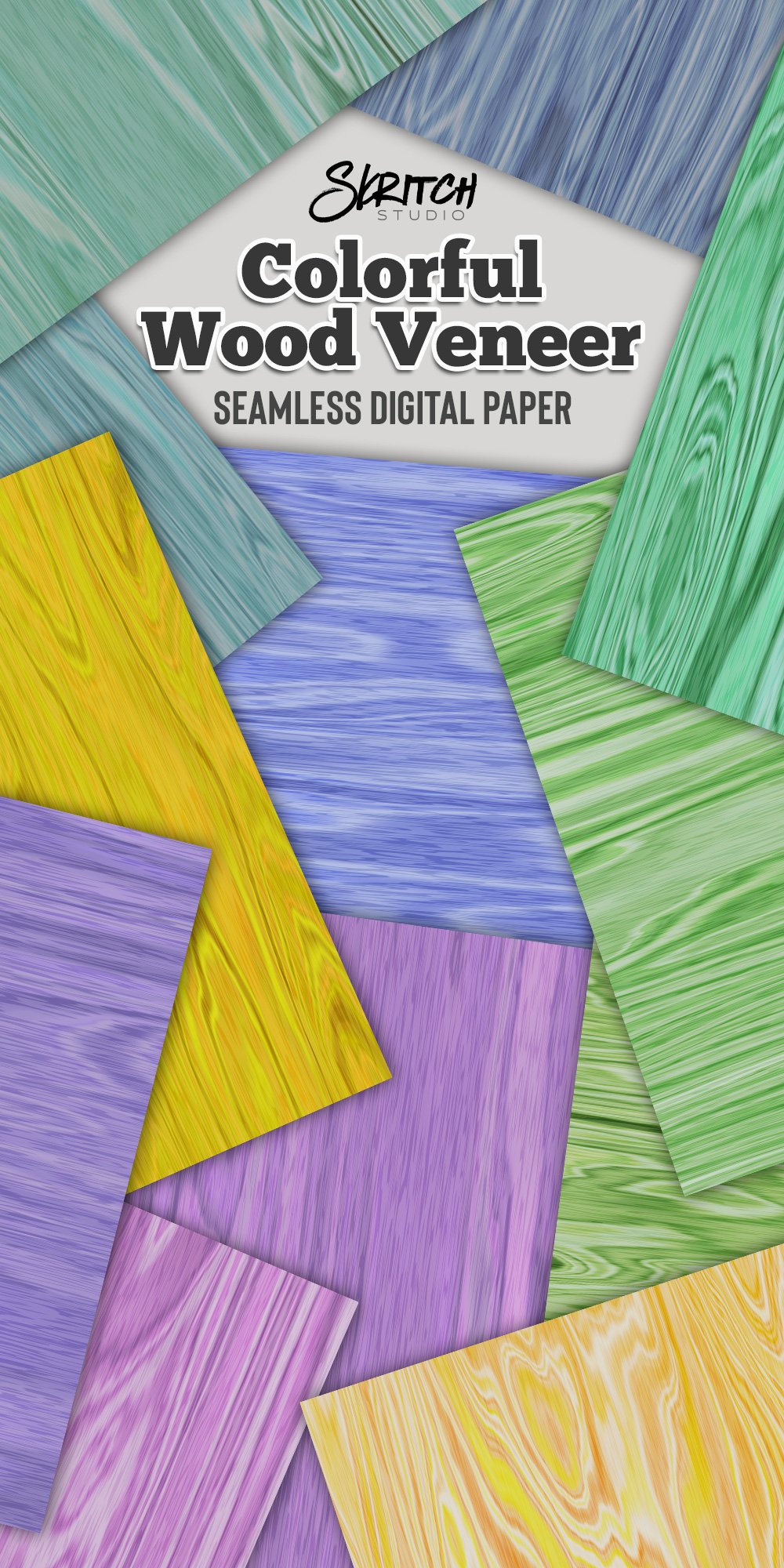 Colorful Wood Veneer Seamless Tiling Digital Paper