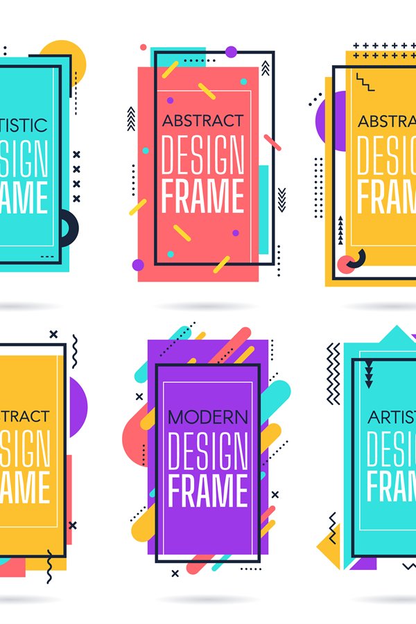 Memphis frames. Minimalist abstract layout, modern hipster