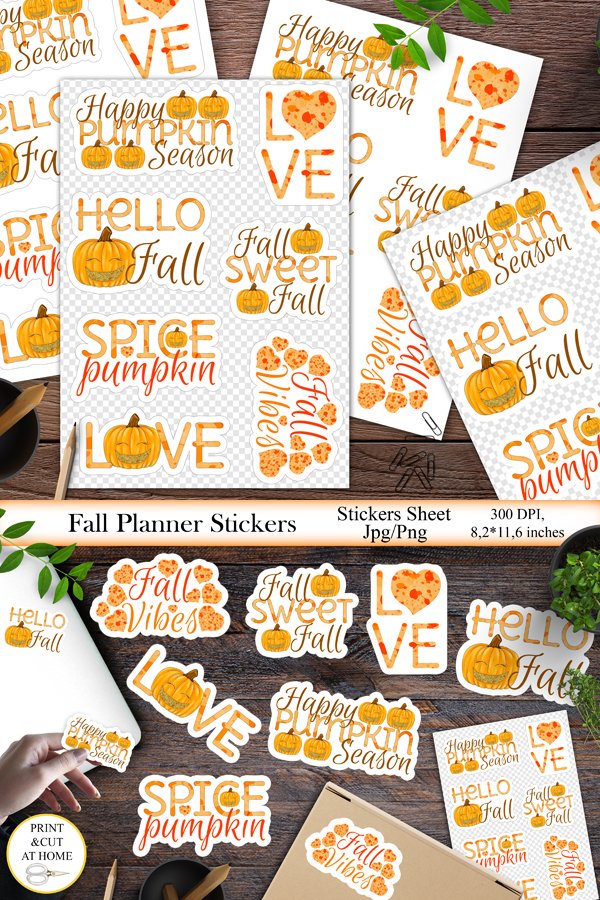 Fall Planner Printable Stickers Bundle png