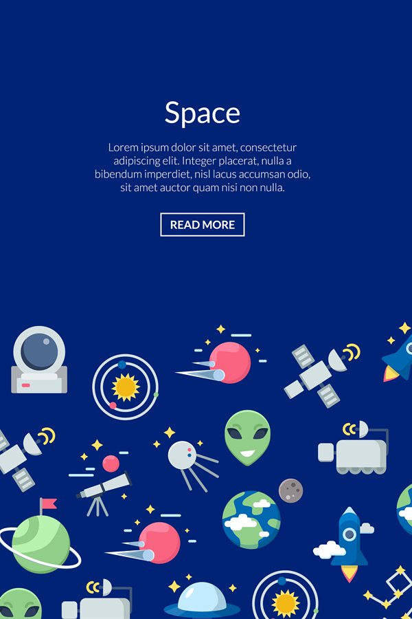 Vector flat space icons background with place for (873606)