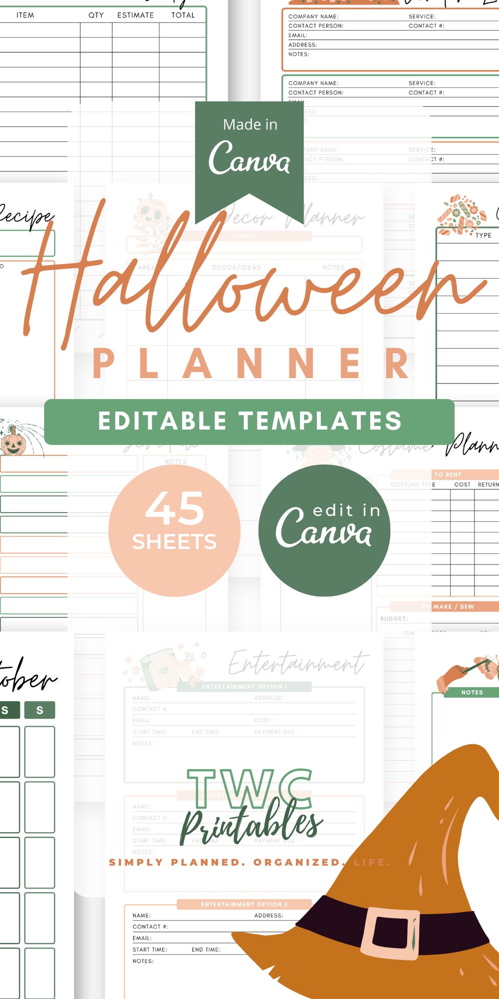 halloween planner canva templates