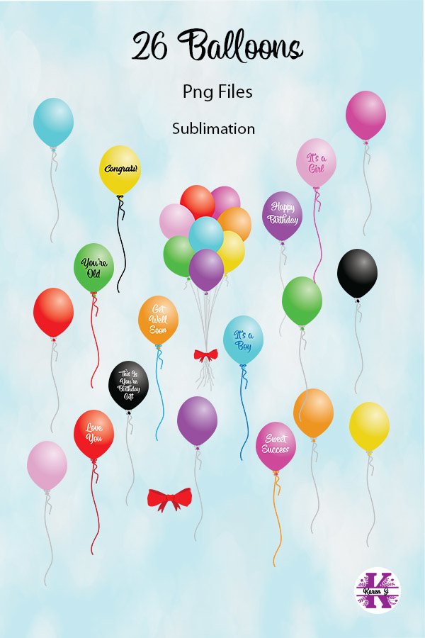 Balloons Bundle PNG's|Sublimation Balloons (224676) | Elements | Design ...