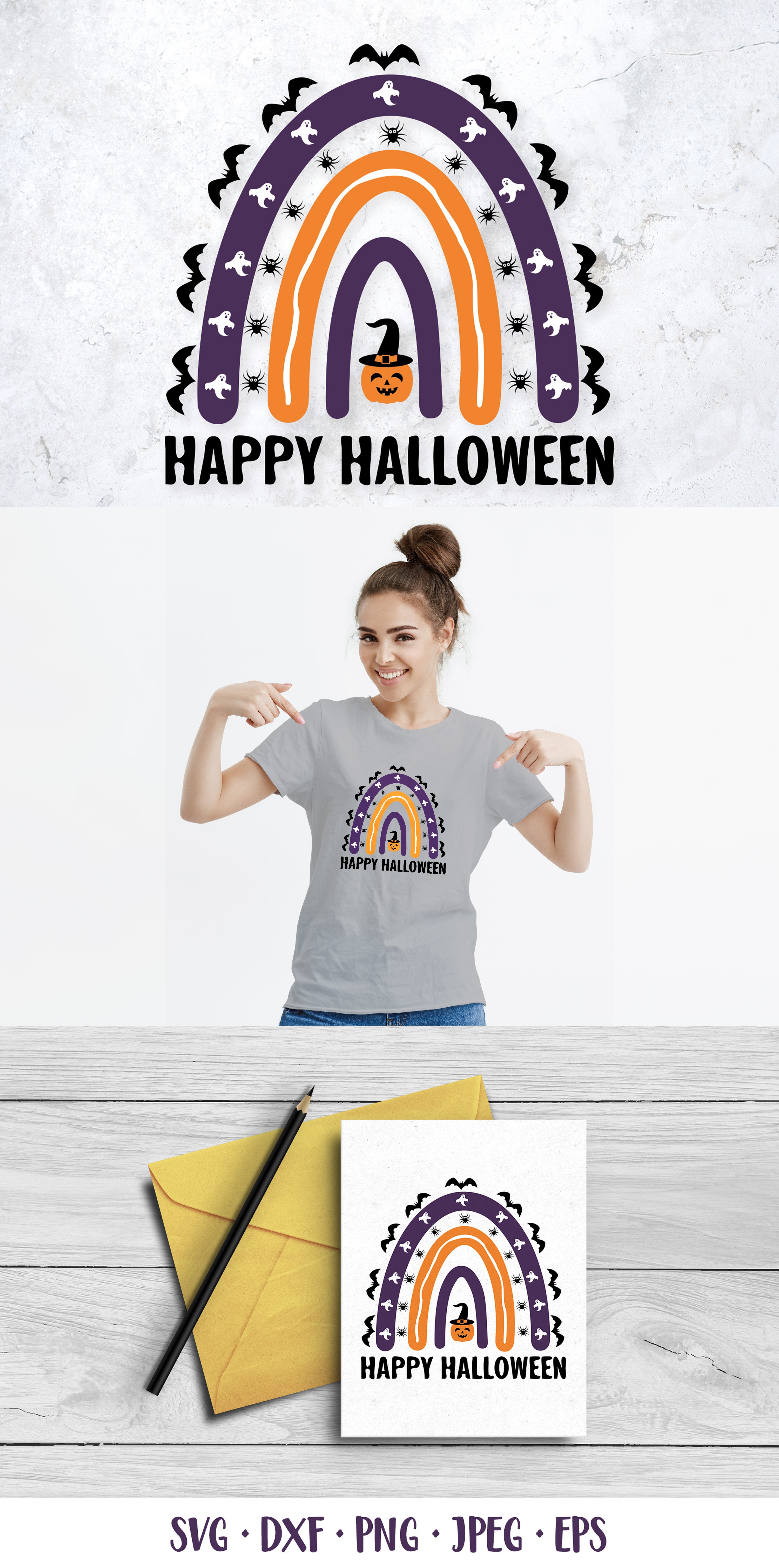 Happy Halloween. Cute Halloween rainbow SVG cut file