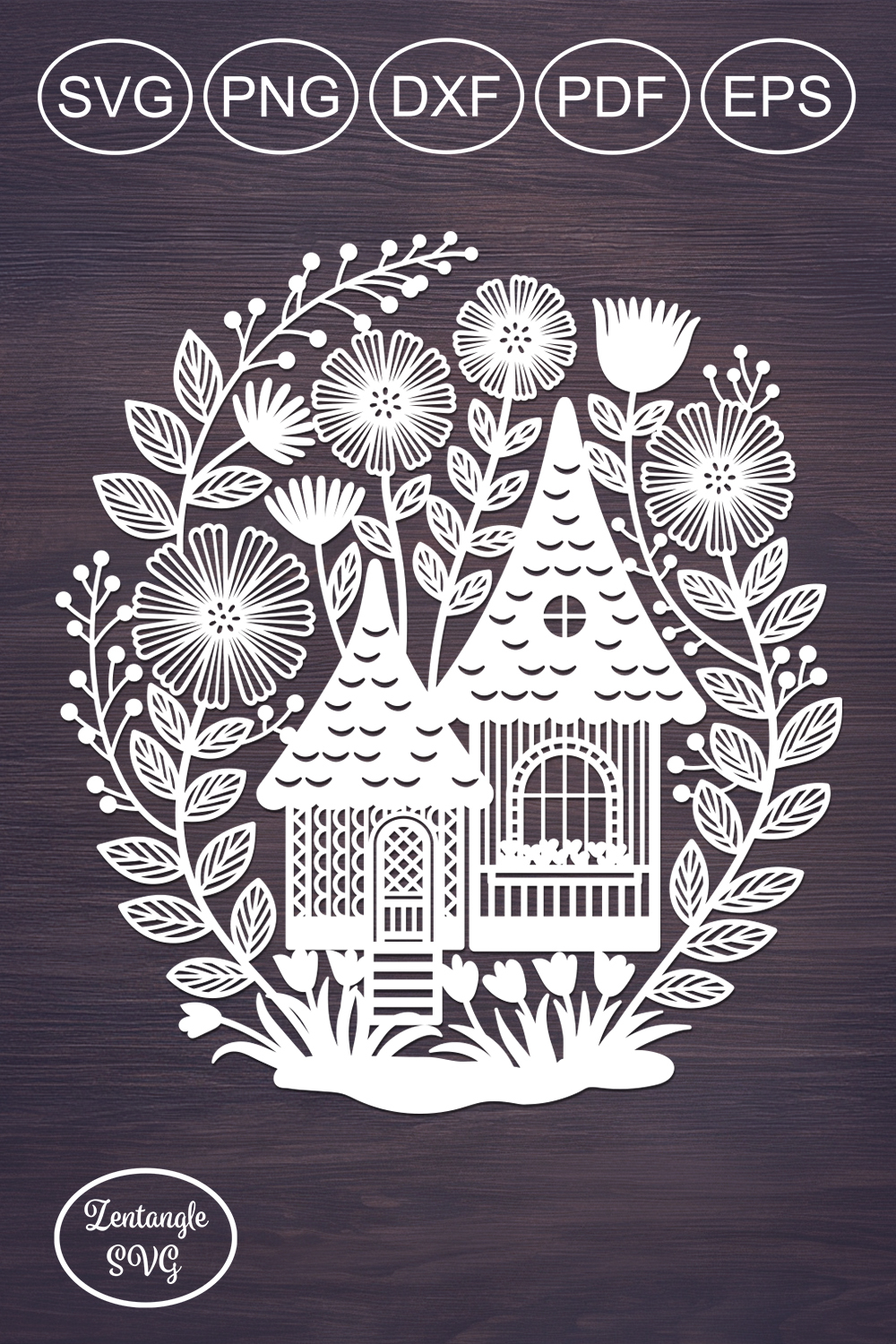 Gnome House papercut autumn paper cutting template (5901458)