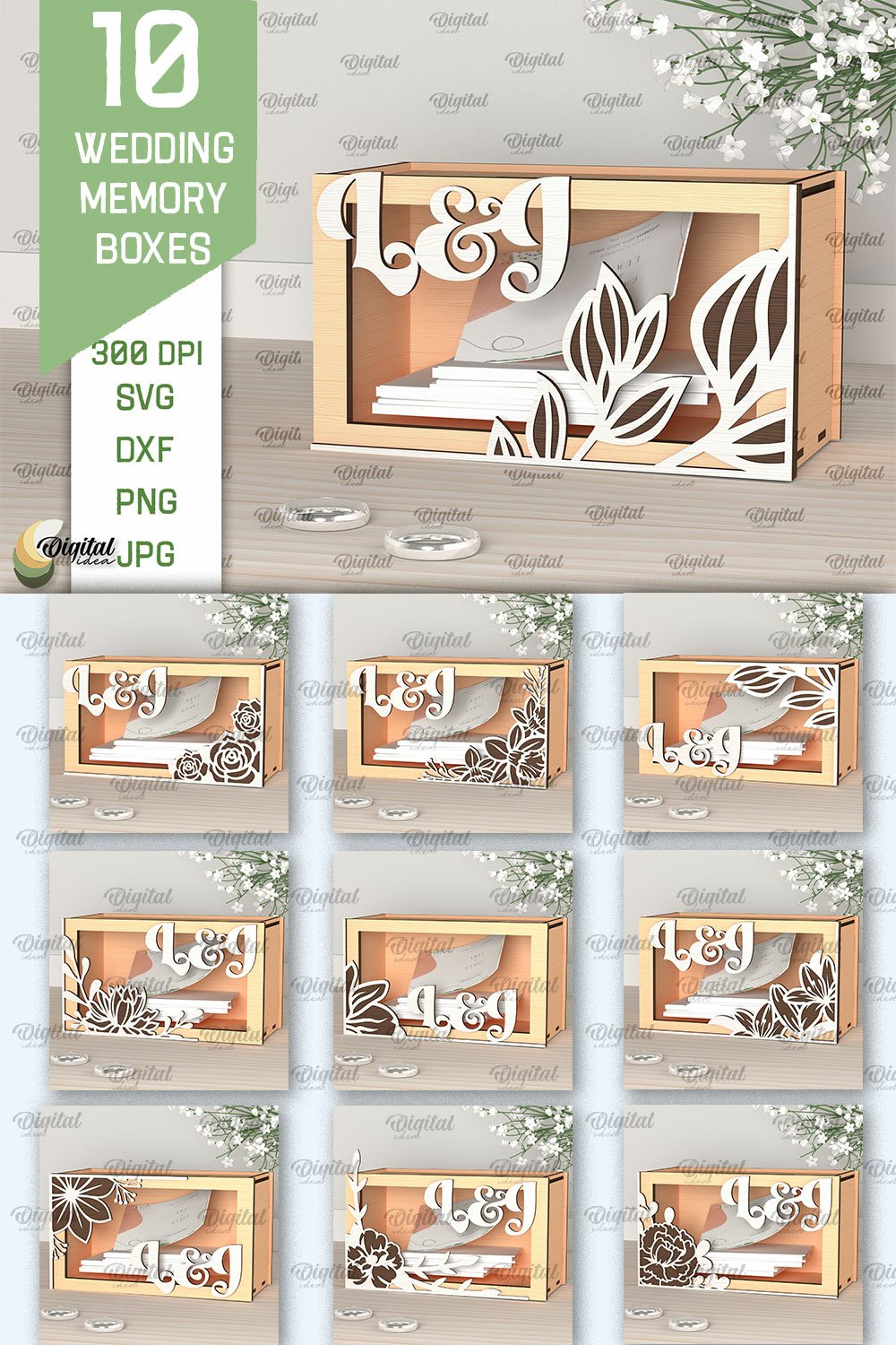 Wedding Memory Boxes Laser Cut Bundle. Wedding Money Box SVG