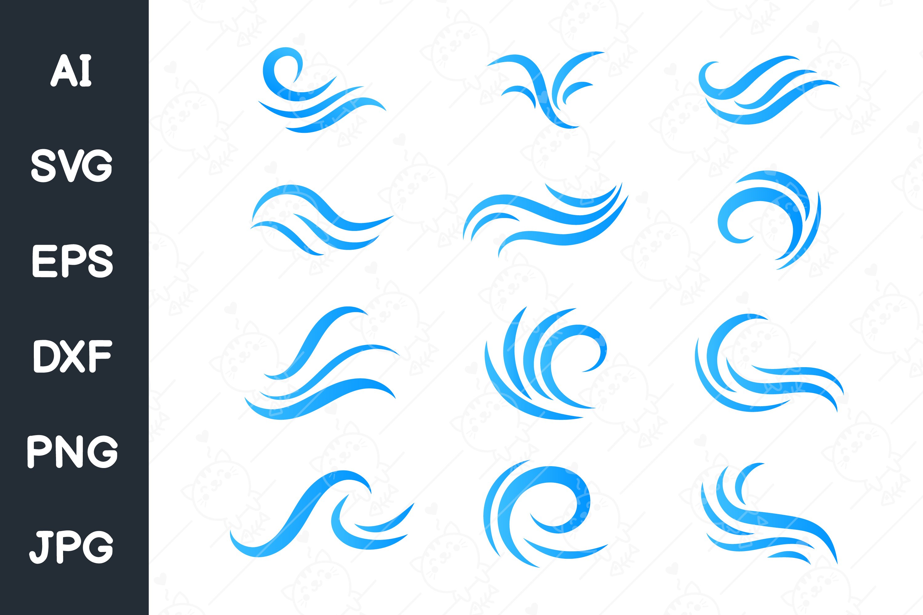 The lines of natural water waves splash. svg file.