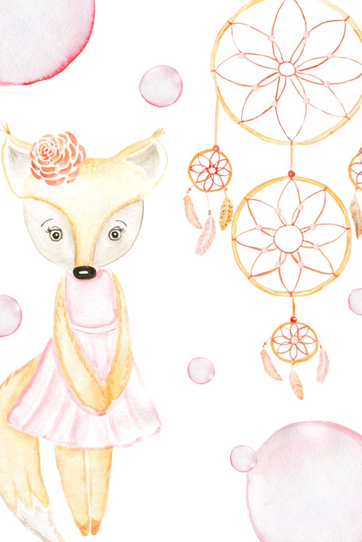 Watercolor clip art. Watercolor Woodland. Cute Fox.
