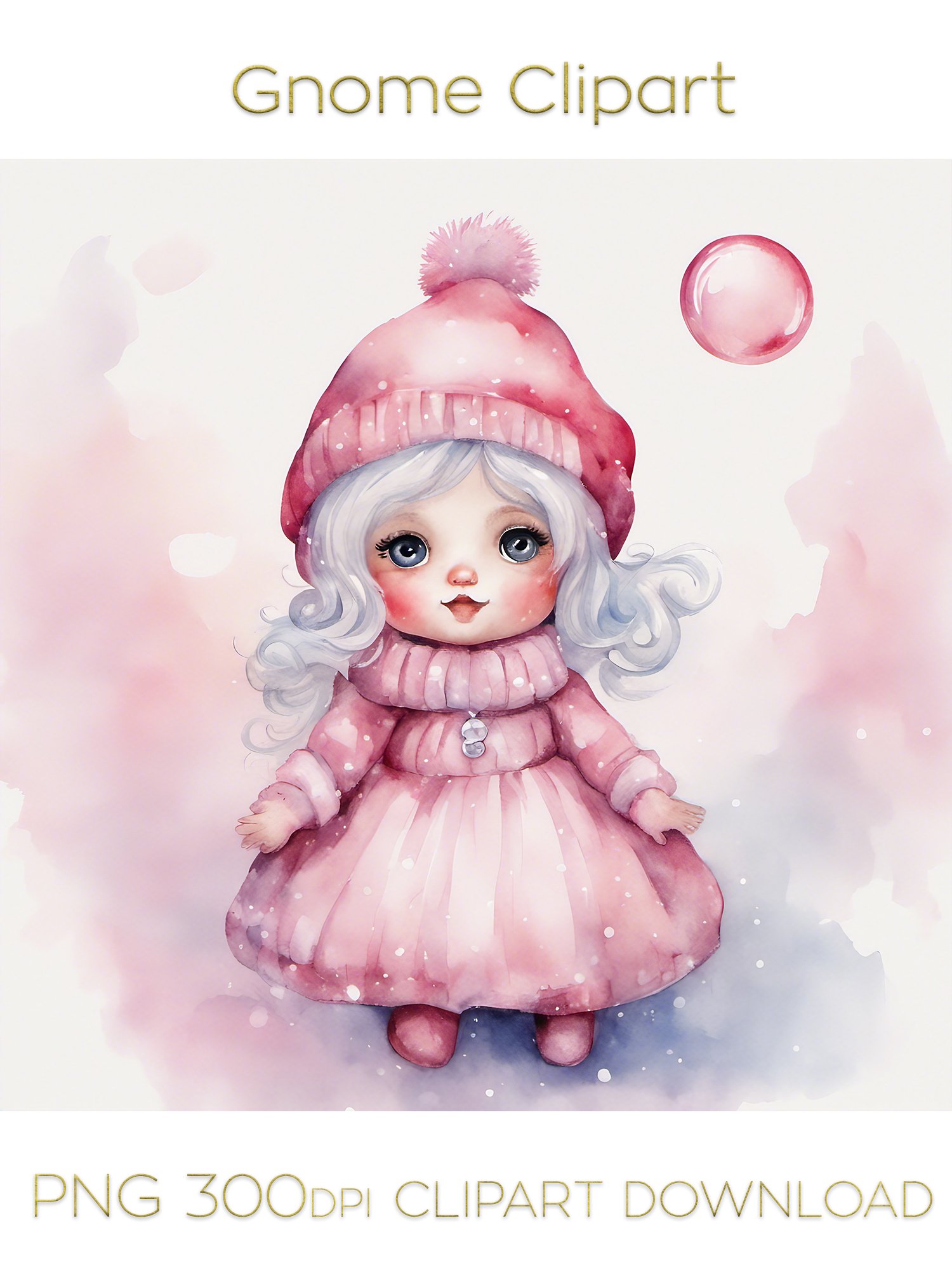 Gnome Girl Clipart Watercolor Christmas gnomes PNG (2798516)