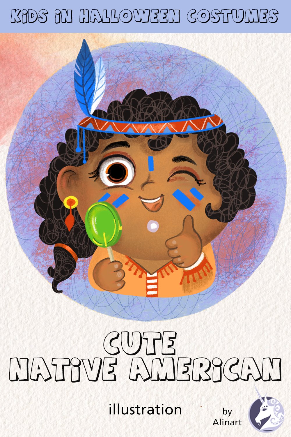 Cute girl in a Halloween Native American costume