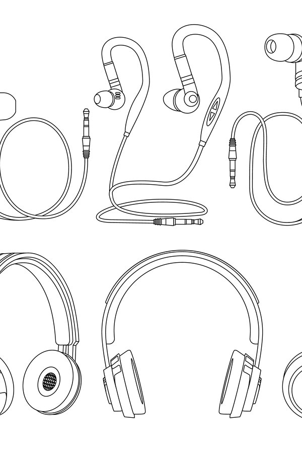 Outline earphones, wireless and corded dj music headphones v
