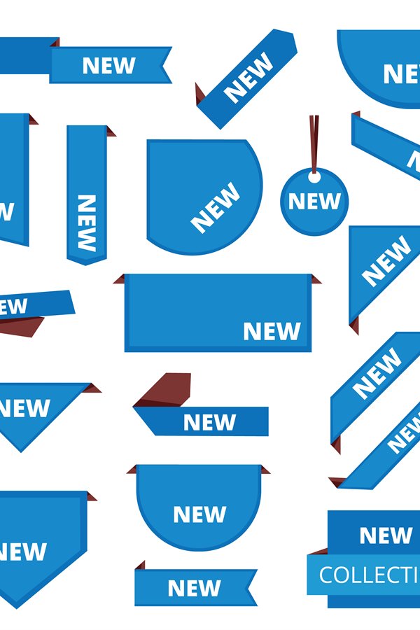 Corner labels. Promotional sticker tab bar for merchandise m