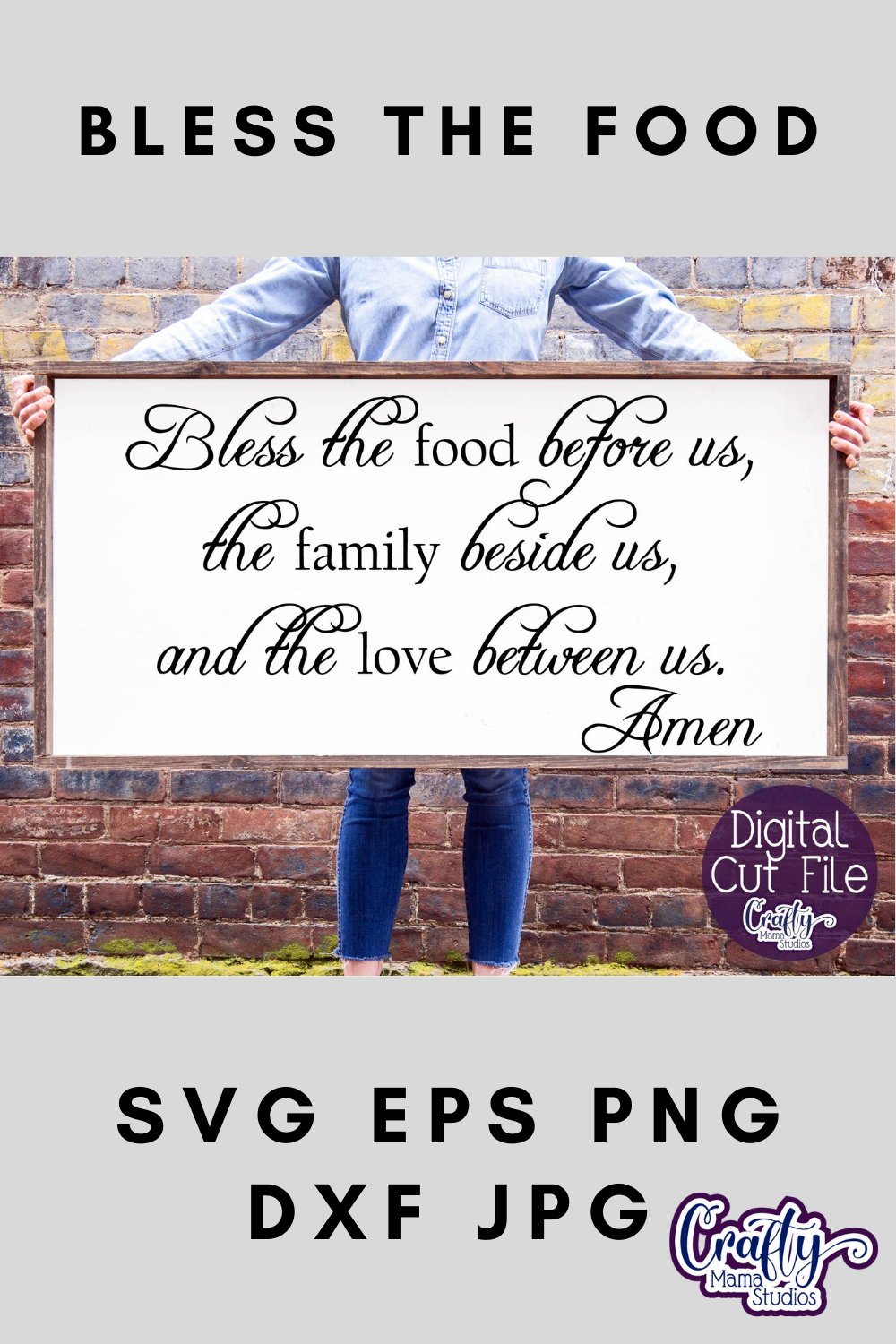 Bless The Food Christian Farmhouse Home Sign Svg