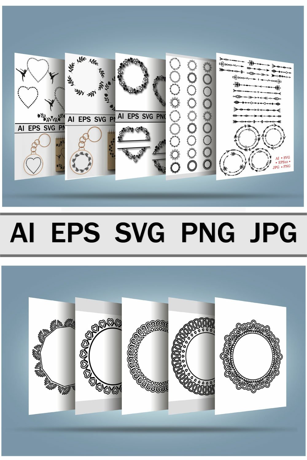 A bundle of decorative openwork frames and svg arrows