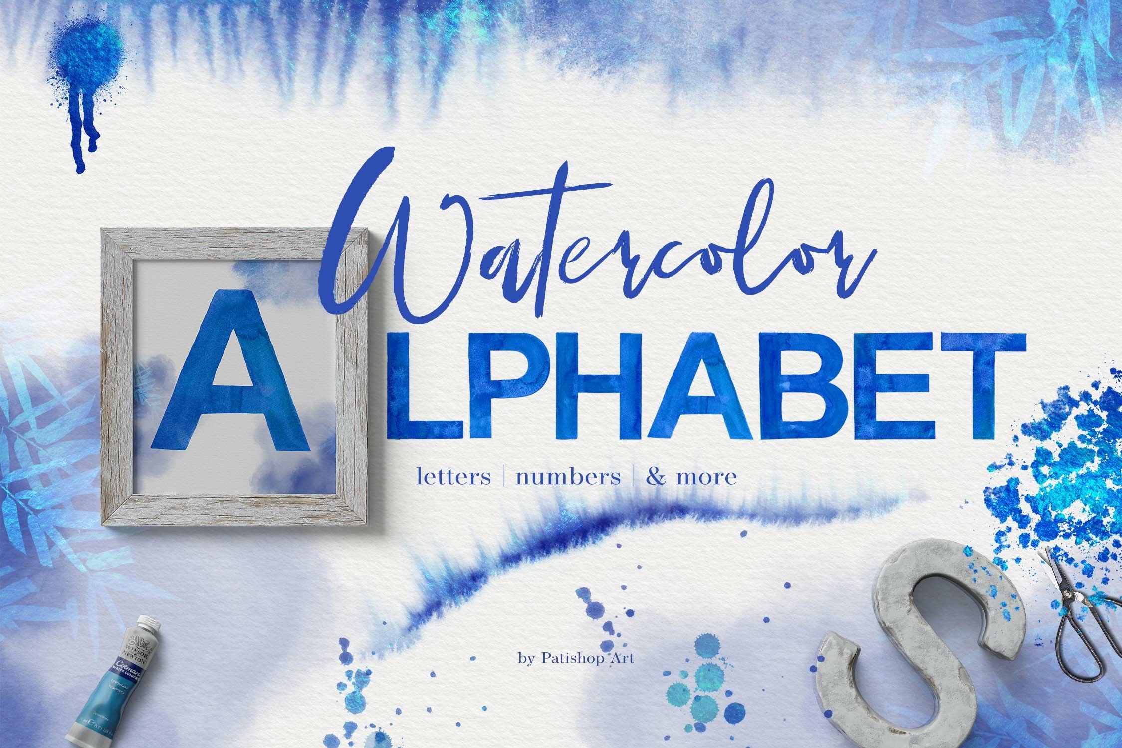 Watercolor Blue Alphabet (1780196)